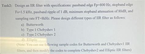 Solved Lab Procedure Task 1 Design A Minimum Order Lowpass