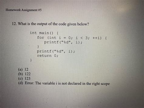 Solved 12 What Is The Output Of The Code Given Below Int
