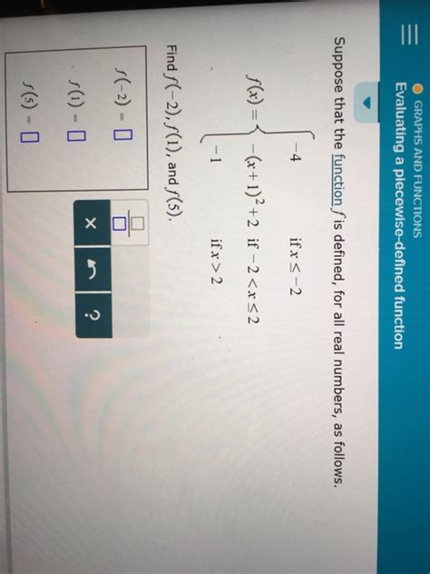 Solved O Graphs And Functions Evaluating A Piecewise Defined