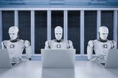Premium Photo D Rendering Robots Working With Headset And Notebook