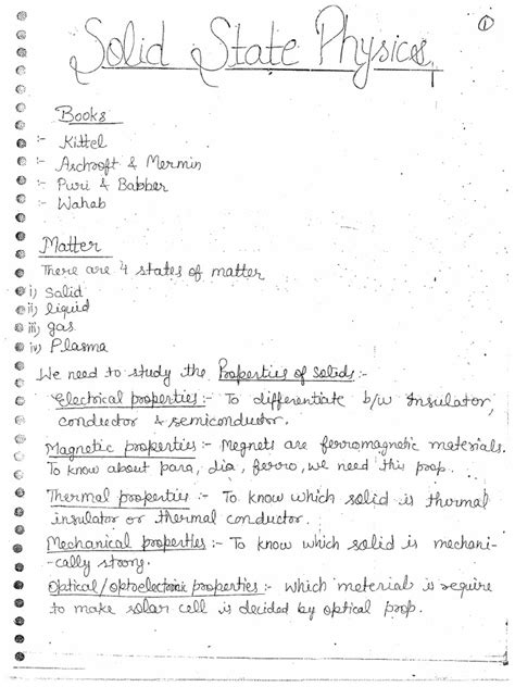 Solid State Physics Class Notes Pdf