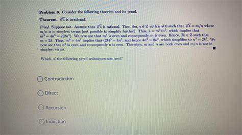 Solved Problem Consider The Following Theorem And Its Chegg