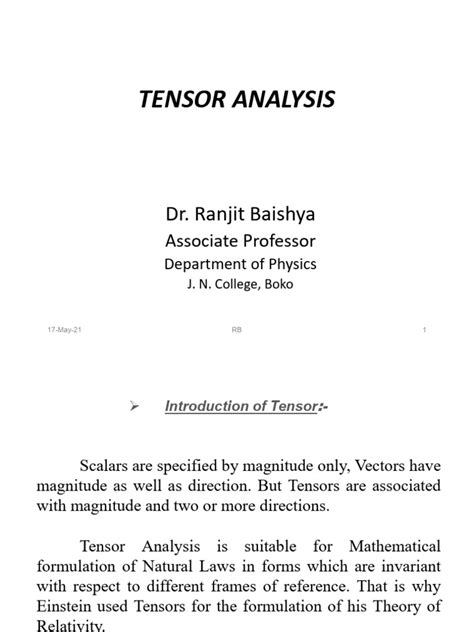 Tensor Analysis Pdf