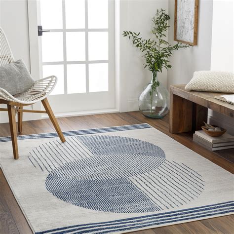 Markandday Area Rugs 8x8 Lakin Modern Navy Blue Square Area Rug Blue