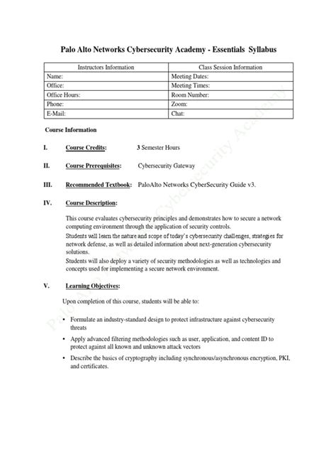 Cybersecurity Essentials Syllabus Pdf Computer Security Security