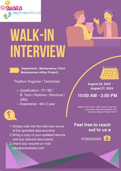 Maintenance Pithampur Indore Engineer Technician Walkin Akansha