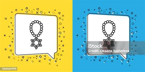 노란색과 파란색 배경에 고립 체인 아이콘에 데이비드 목걸이의 설정 라인 스타 유대인 종교의 상징 이스라엘의 상징 보석 과 액세서리 벡터 0명에 대한 스톡 벡터 아트 및 기타