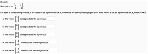Solved 1 point Suppose A ²24 4 For each of the Chegg com