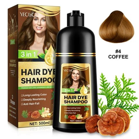 Yecuce Coffee 3 In 1 Hair Dye Shampoo For Gray Coverage Natural