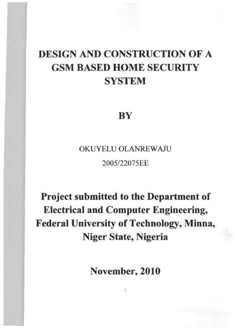 Pdf Design And Construction Of A Gsm Based Home Security System By Okuyelu Olanrewam