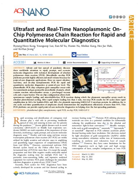 Pdf Ultrafast And Real Time Nanoplasmonic On Chip Polymerase Chain