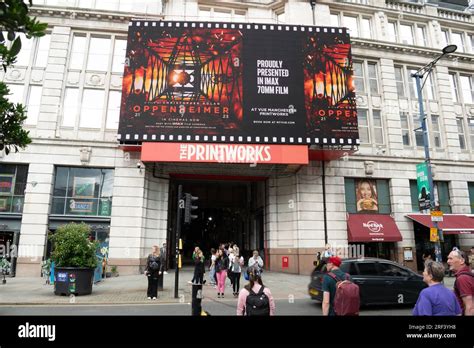 Advert For Oppenheimer IMAX In 70mm Film Above Entrance To Printworks Vue Cinema Manchester UK