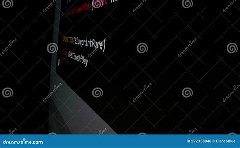 Closeup Macro Shot Movement Of Coding Script Moving Across Led Screen Stock Footage Video Of