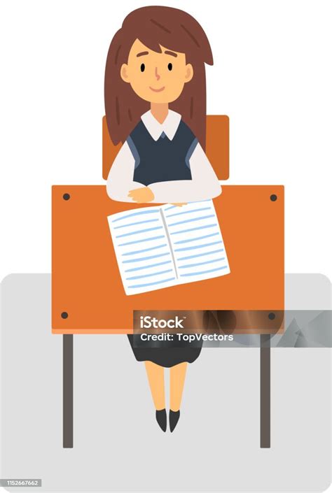 교실에서 책상에 앉아 있는 여자 학생 여 학생 학교에서 공부 대학 벡터 일러스트 교실에 대한 스톡 벡터 아트 및 기타 이미지 교실 교육 독일 Istock