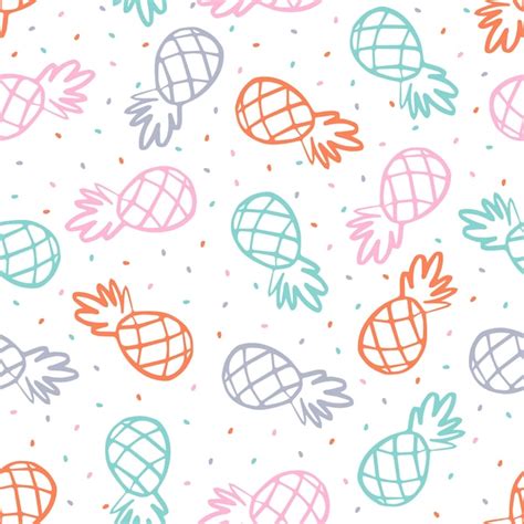 Premium Vector Seamless Pattern With Colorful Pineapple