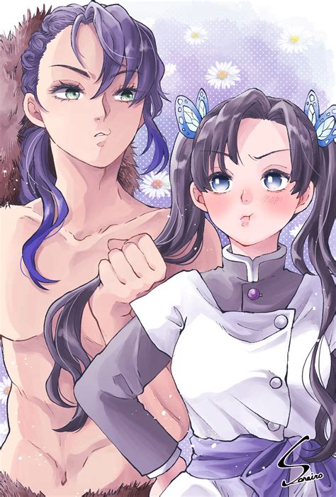Hashibira Inosuke And Kanzaki Aoi Kimetsu No Yaiba Drawn By Skyblue