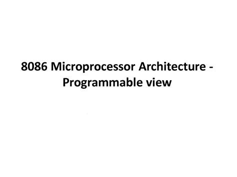 Solution 8086 Microprocessor Architecture Programmable View Physical