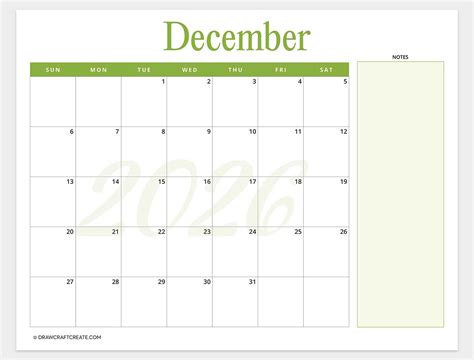 Free Printable December 2026 Calendars 43 Design Draw Craft Create