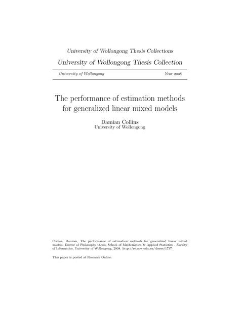 Pdf The Performance Of Estimation Methods For Generalized Linear Mixed Models