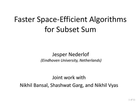 Faster Space Efficient Algorithms For Subset Sum Ppt Download