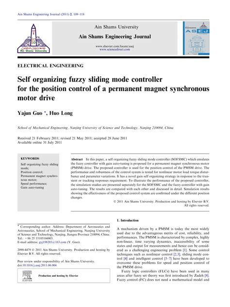 Pdf Self Organizing Fuzzy Sliding Mode Controller For The Position Control Of A Permanent