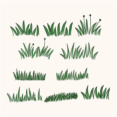 Premium Vector Hand Drawn Green Grass Illustrator Vector Collection