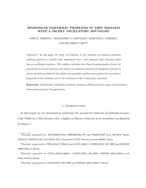 Pdf Nonlinear Parabolic Problems In Thin Domains With A Highly