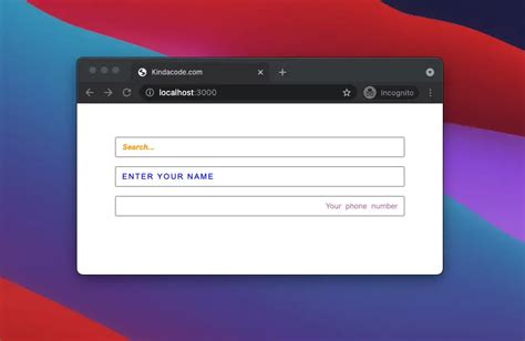 Css Styling Inputs Placeholder Text Examples Kindacode