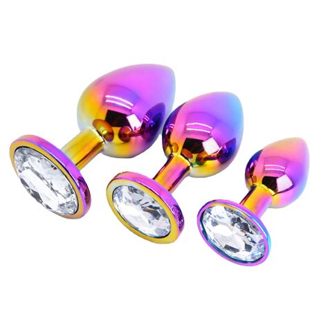 Jewel Butt Plug Colorful Metal Butt Plug Portable Gem Butt Plug Set