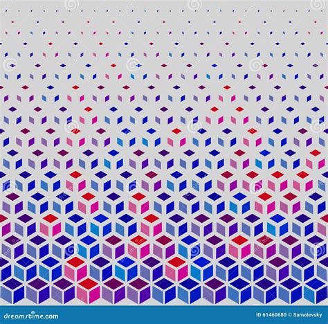 Vector Seamless Hexagonal Cube Halftone White Outline Grid Pattern In