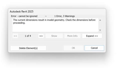 The Current Dimensions Result In Invalid Geometry Or Fatal Error When Editing Fabrication Duct