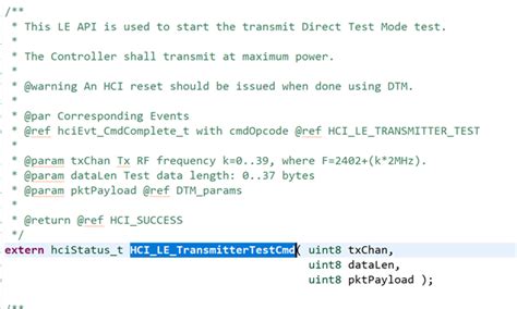 Cc2642r Hciletransmittertestcmd What Are The Transmission Frequencies Corresponding To This