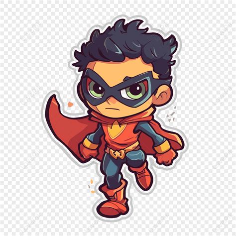 슈퍼히어로 옷을 입은 소년의 스티커 이미지 클립 아트 벡터상표 Png 일러스트 무료 다운로드 Lovepik