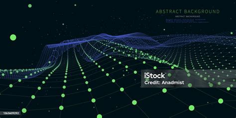 Abstract Background With Polygonal Noisy Grid Connecting Dots On Dark Analytics Data Algorithms