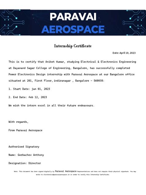 Aniket Intership Certificate Pdf