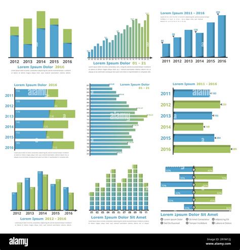 Graphs And Charts Templates For Statistics Or Data Visualization Set Of 9 Infographic Templates