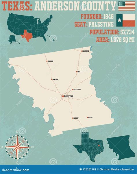 Map Of Anderson County In Tennessee State On White Background Single County Map Highlighted By