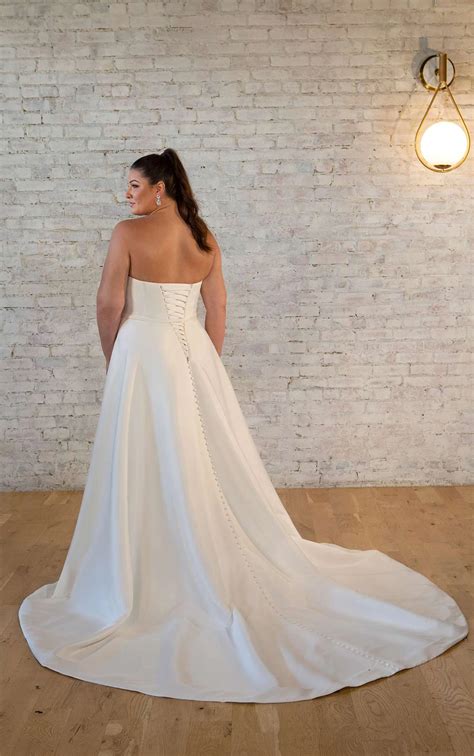 Plus Size Simple Silk A Line Wedding Dress True Society Bridal