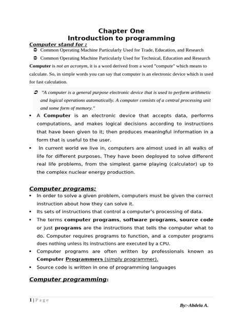 Ch1 Computer Programming Pdf C Programming Language