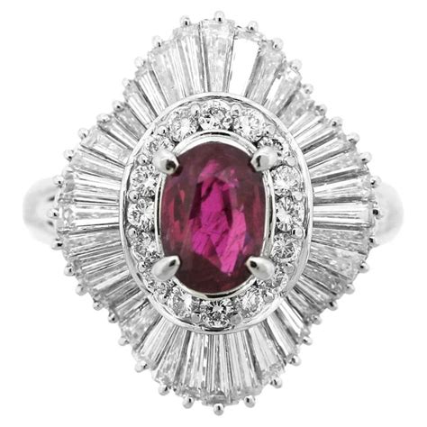 Ruby Diamond Platinum Ballerina Ring At 1stdibs
