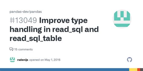 Improve Type Handling In Read Sql And Read Sql Table Issue Pandas Dev Pandas GitHub