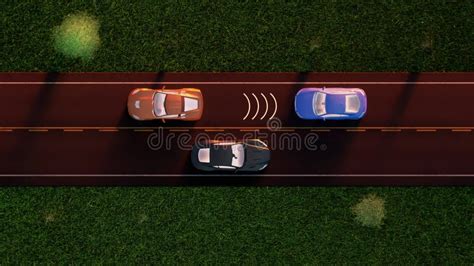 autonomous self driving car using artificial intelligence on highway at