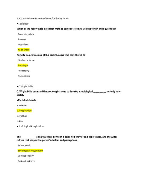 Midterm 2 Soc220 Midterm Exam Review Guide And Key Terms Sociology