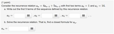 Solved 1 Point Consider The Recurrence Relation