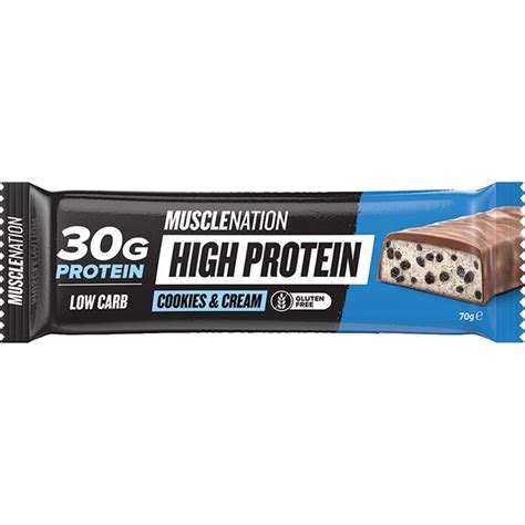 Buy Muscle Nation High Protein Bar Cookie And Cream 70g Online At Chemist