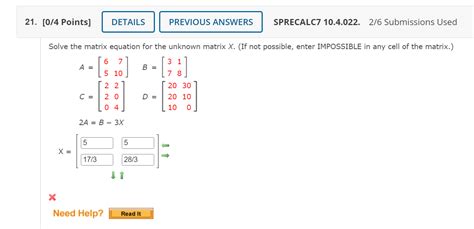 Solved Solve The Matrix Equation For The Unknown Matrix X