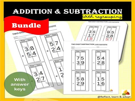 Two Digit Addition And Subtraction With Regrouping Adaptive Resources Teaching Resources