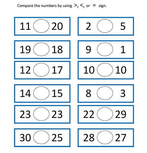 Comparing Numbers 1 20 Worksheets Free Image And Pdf Printables