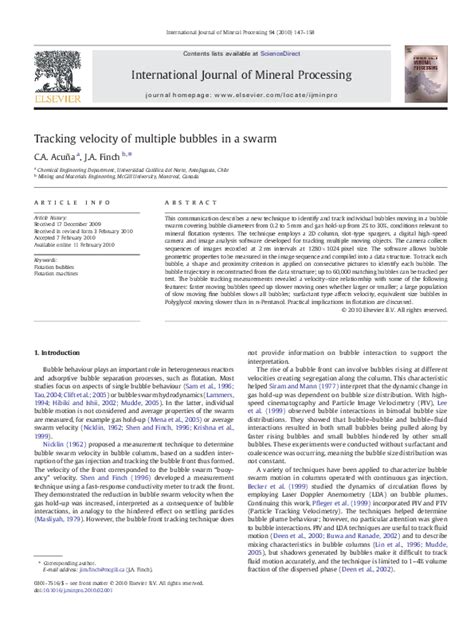 pdf tracking velocity of multiple bubbles in a swarm