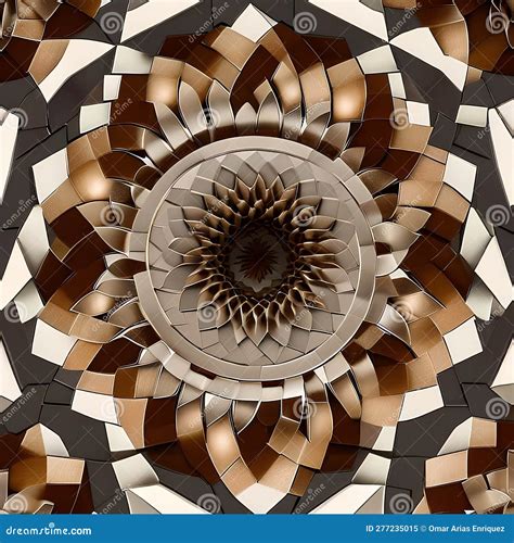 A Circular Design With Intricate Interlocking Shapes In Shades Of Brown And Beige1 Generative